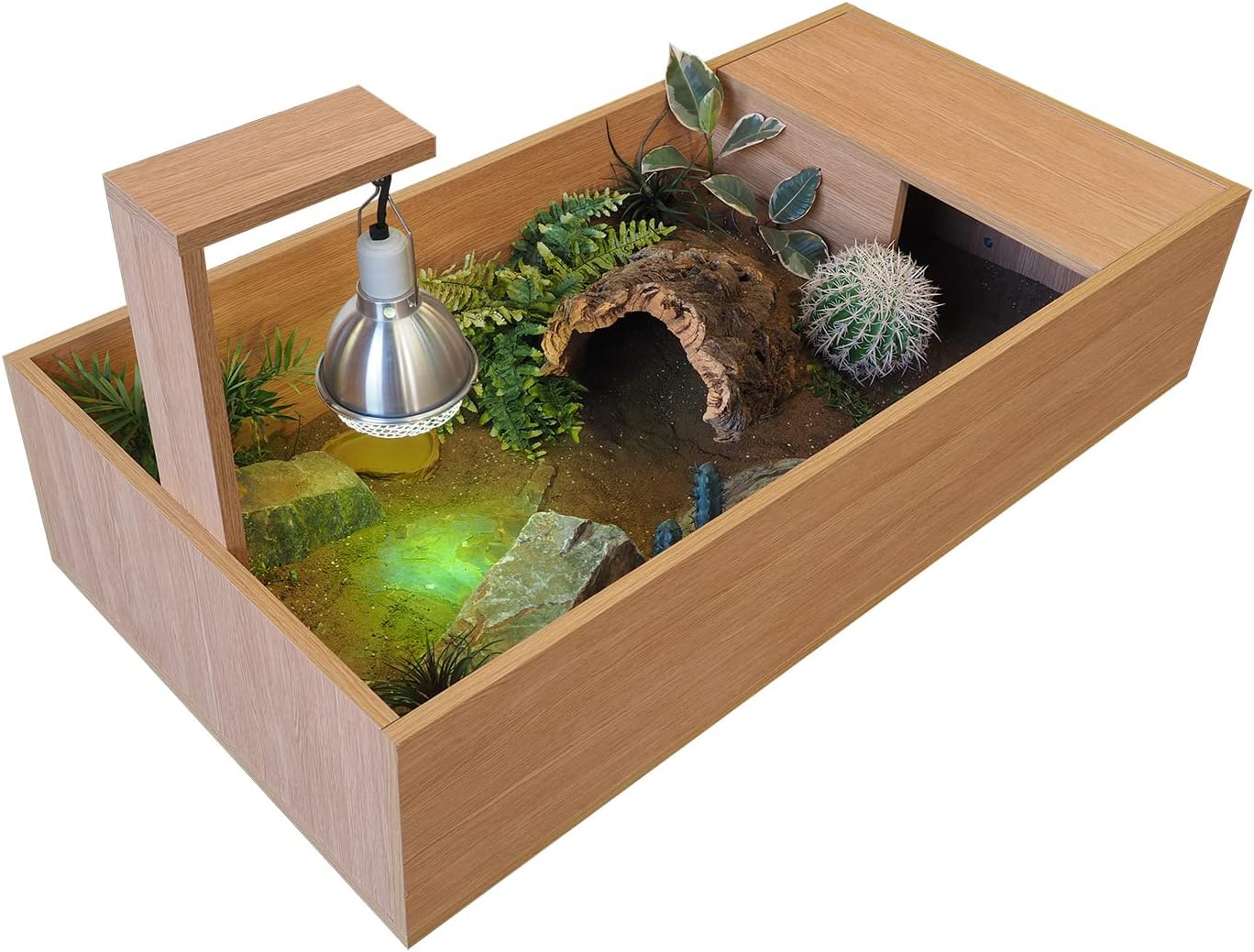 KCT Small Black Tortoise Table Reptile Vivarium Cage Hide with Open Run ...