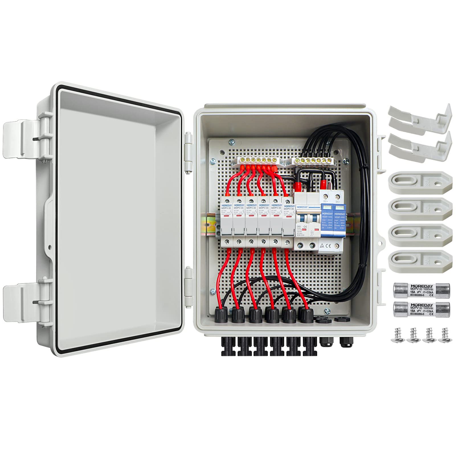 Buy EXCELFU 6 String Solar Combiner Box, PV Combiner Box with Lightning ...