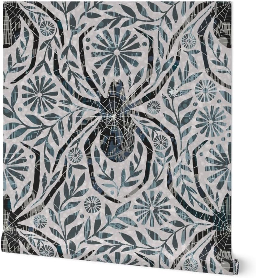 Peel & Stick Wallpaper Swatch - Gothic Witchy Spiders Flowers Folk Art ...