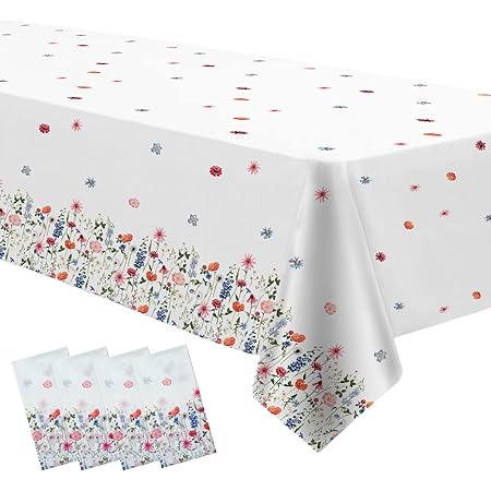 Amazon.com: HIPVVILD Floral Decorations Tablecloth - Disposable ...