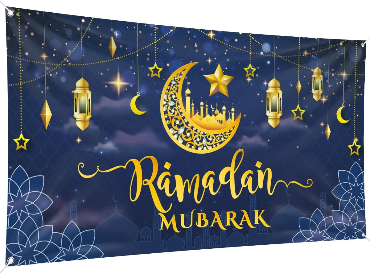 Amazon.com: Ramadan Decorations Ramadan Mubarak Eid Kareem Banner ...