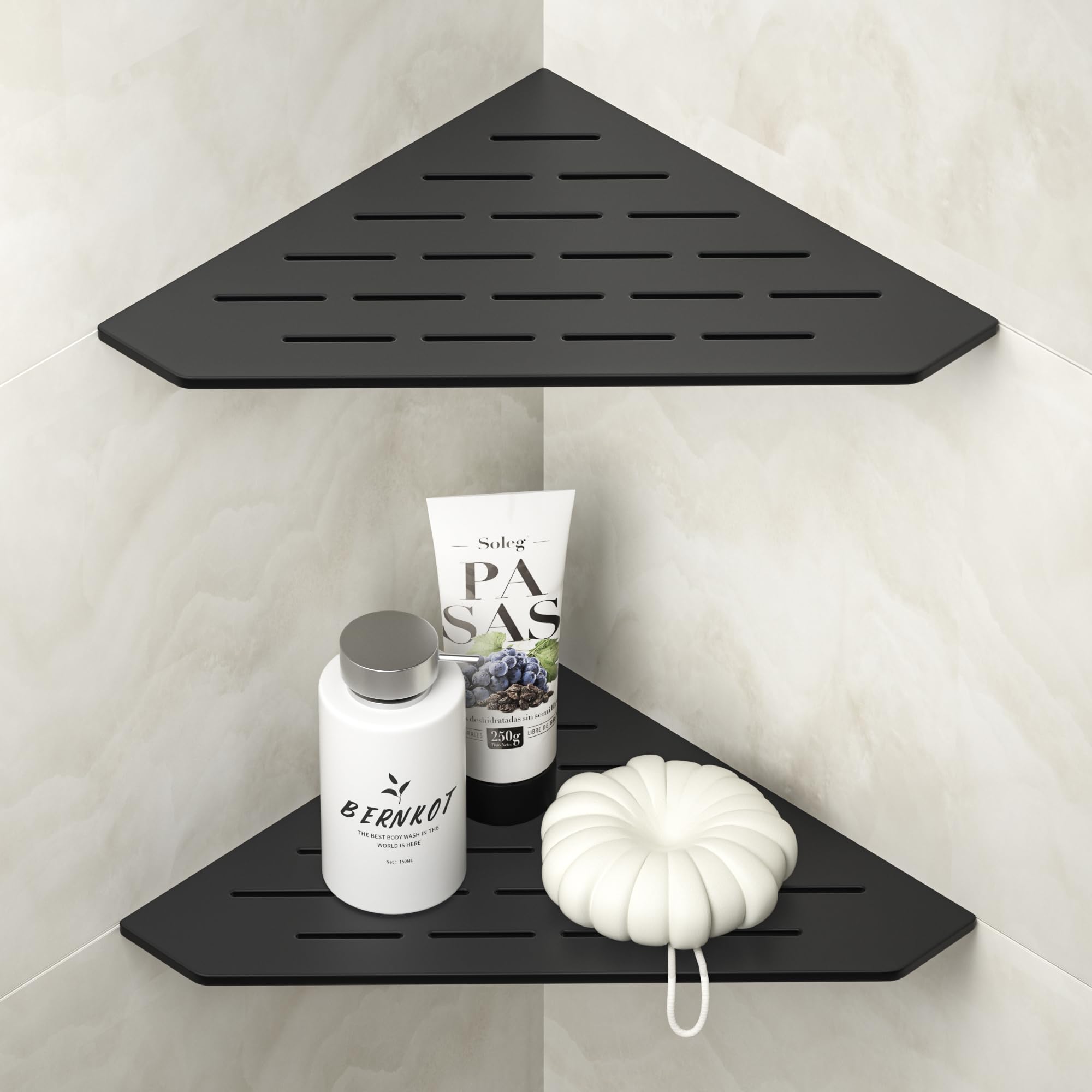Amazon.com: Bernkot Corner Shower Shelf 10" Matte Black 304 Stainless ...