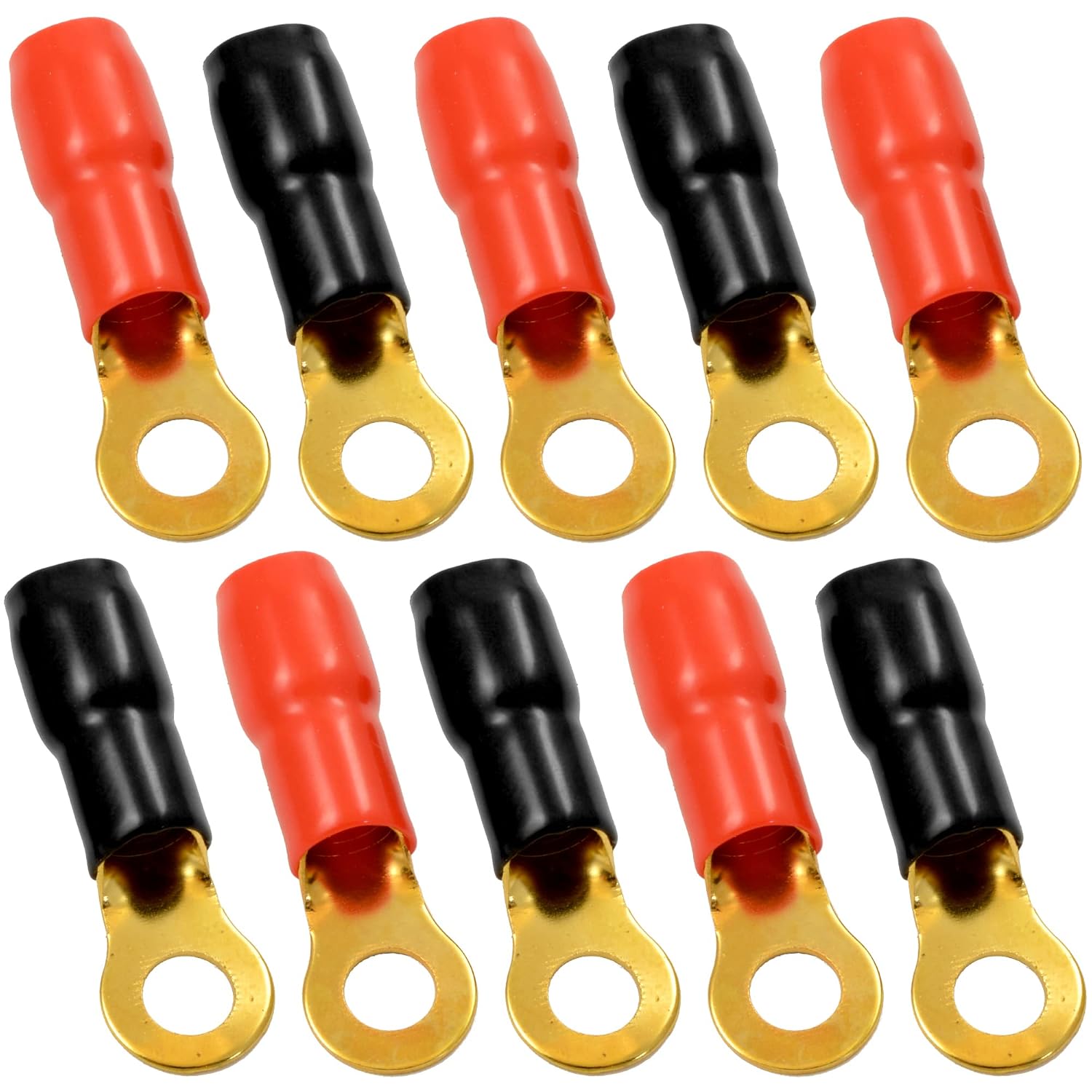 The Wires Zone 4 Gauge 5/16" Gold Plated Ring Terminals - 10 Pack ...