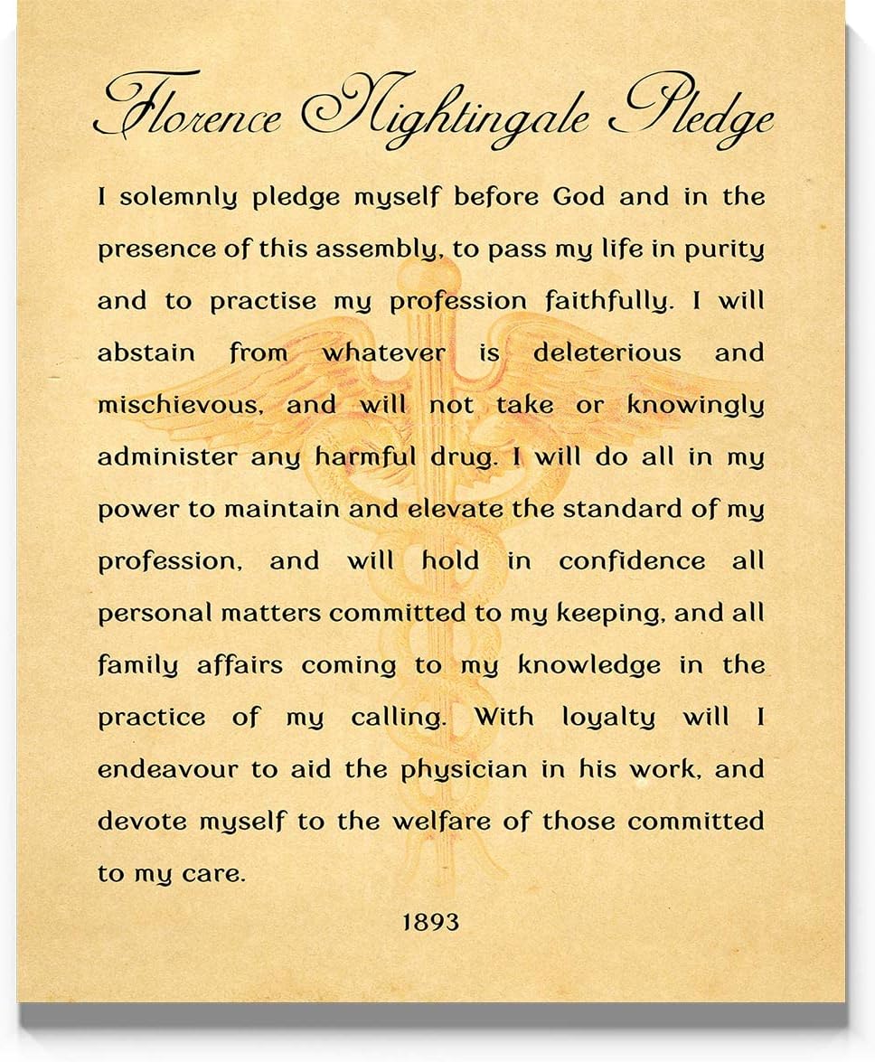 Amazon.com: Gift For Nurse Florence Nightingale Pledge 11"x14" Vintage ...