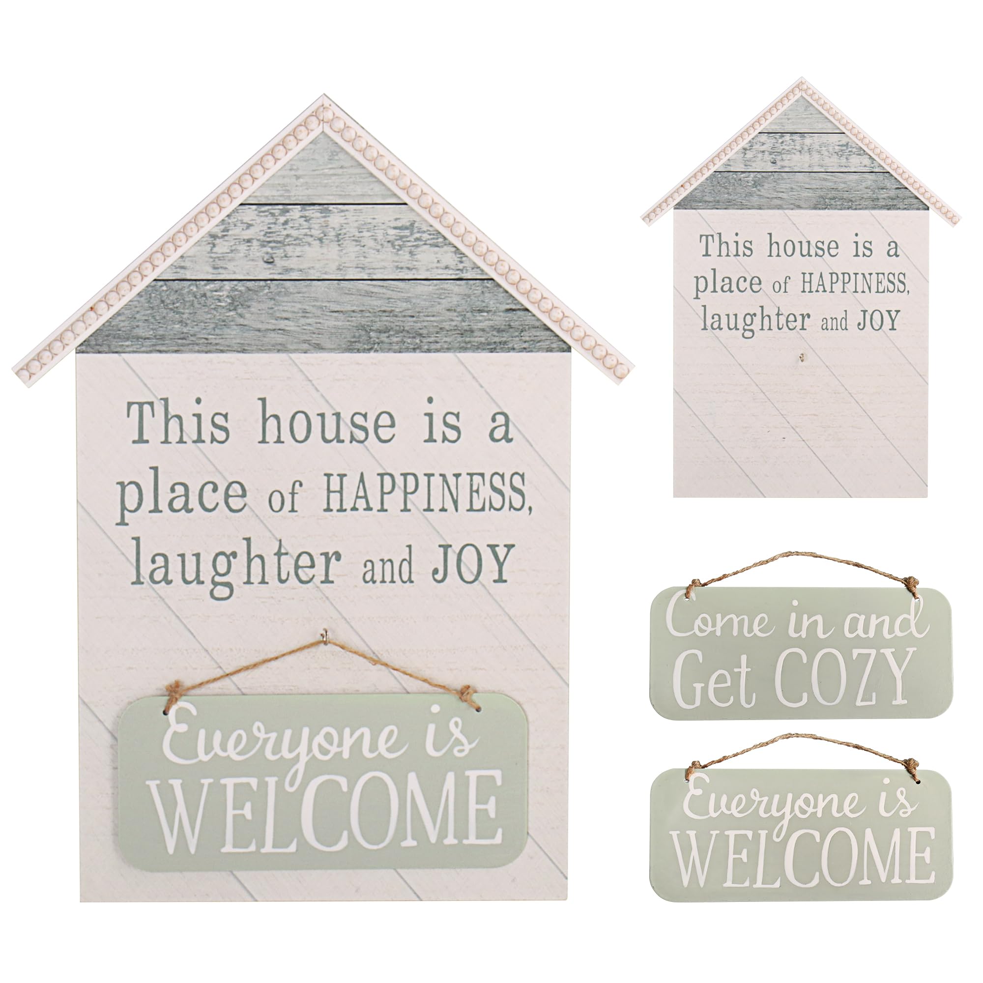 Welcome Sign for Front Door 16" x 12" House Shaped w/Reversible Small ...