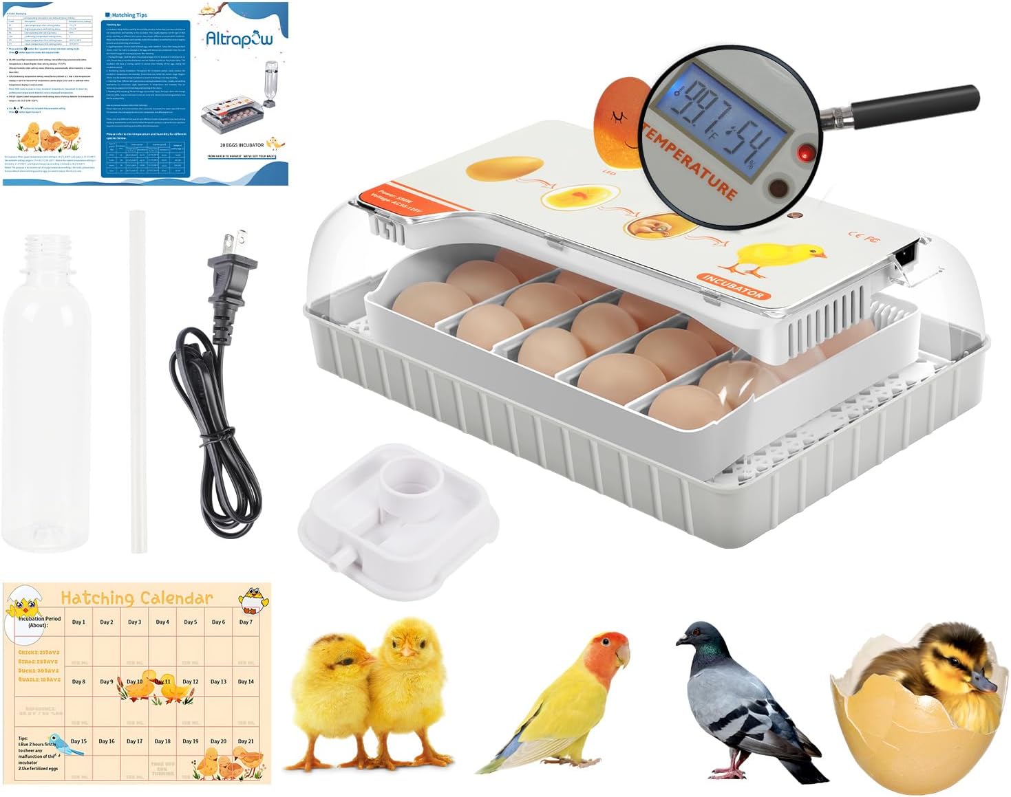 Amazon.com: Altrapow 20 Incubator for Hatching Egg with Automatic Egg ...