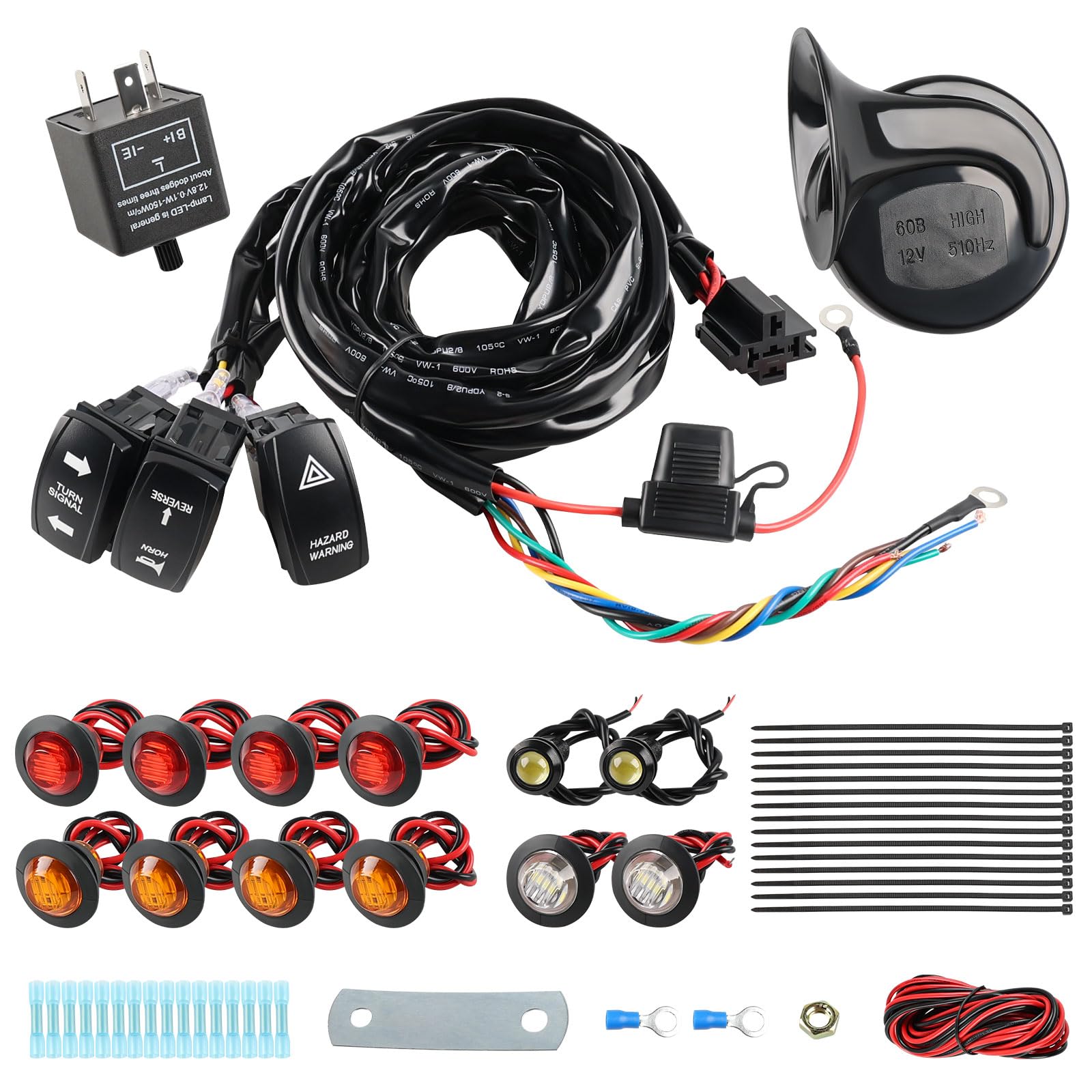 Amazon.com: SKYJDM Universal Turn Signal Kit for ATV UTV SXS, Street ...