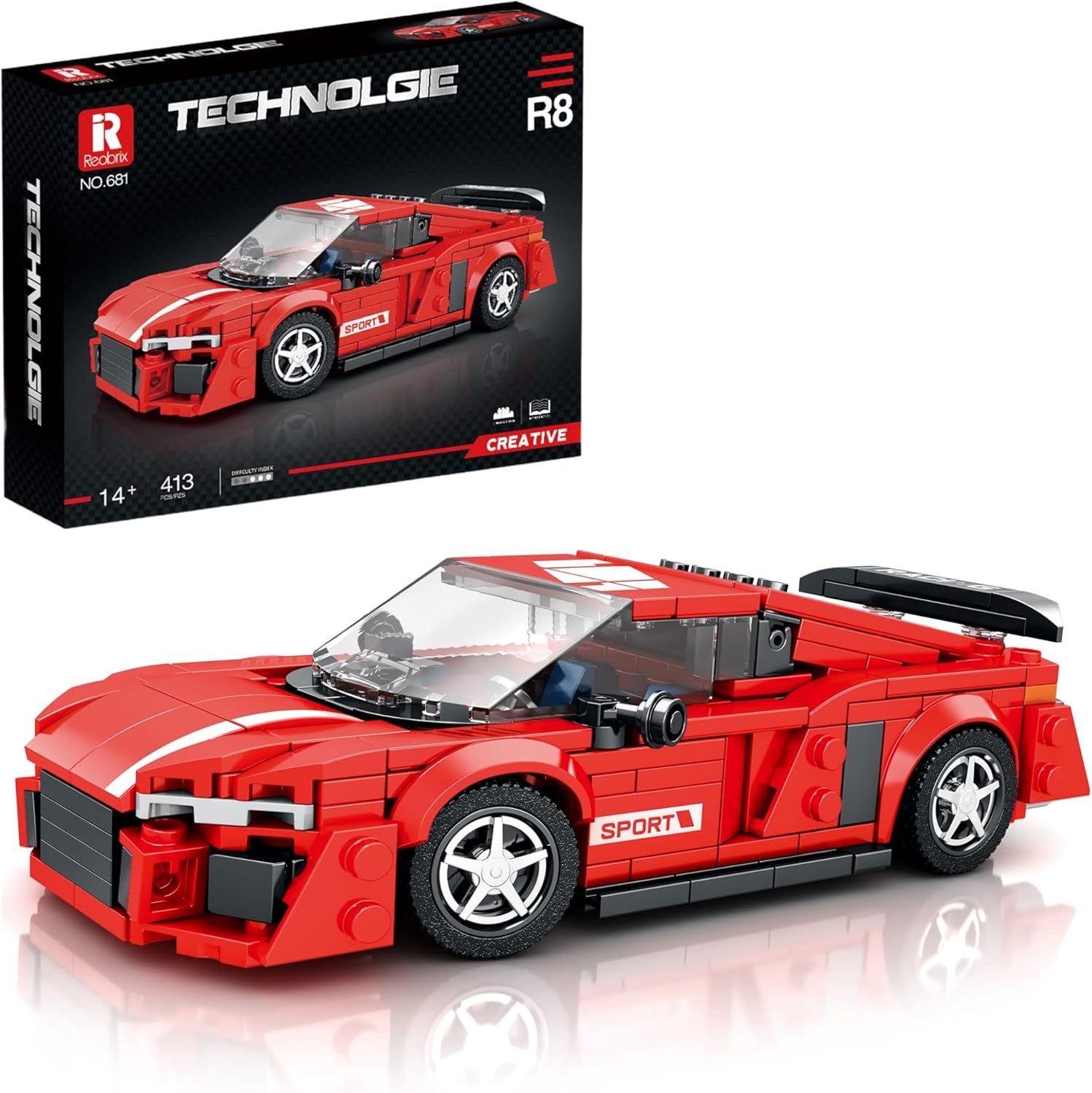 Reobrix 681 Audi R8 Toy Car Building Blocks, Model Car Kit for Display ...