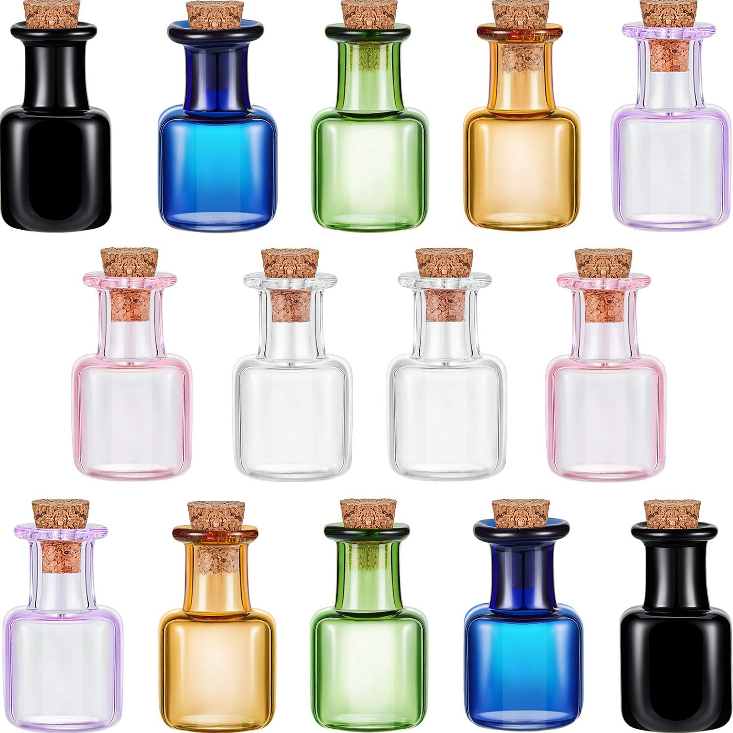 Amazon.com: Mini Glass Color Bottles Wishing Bottle Tiny Jars Vials ...