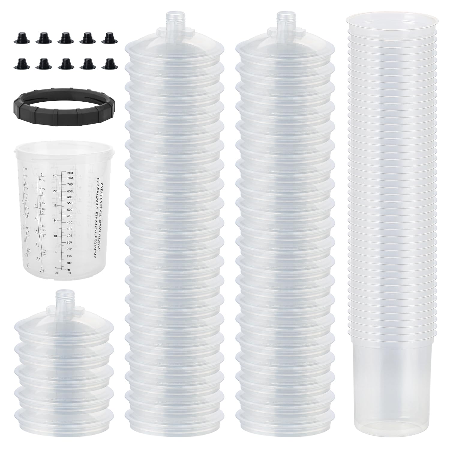 Amazon.com: nihao Disposable Paint Sprayer Mixing Cup Kit with 125 Mic ...