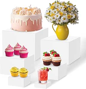 KTCINA 6Pcs Buffet Risers, Small Acrylic Food Riser Cupcake Stand ...