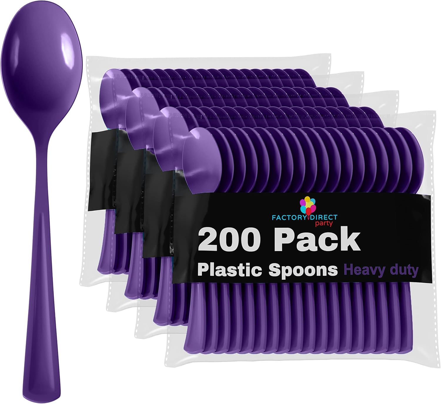 Amazon.com: Disposable Purple Plastic Spoons 200 Pcs - Heavy Duty ...