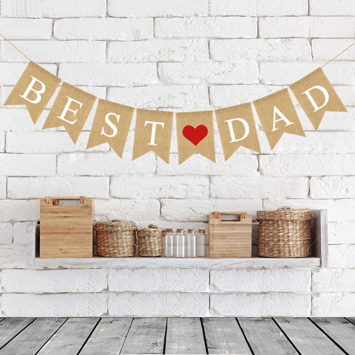 Amazon.com: Best Dad Banner Father's Day Decor Burlap Banner Happy ...