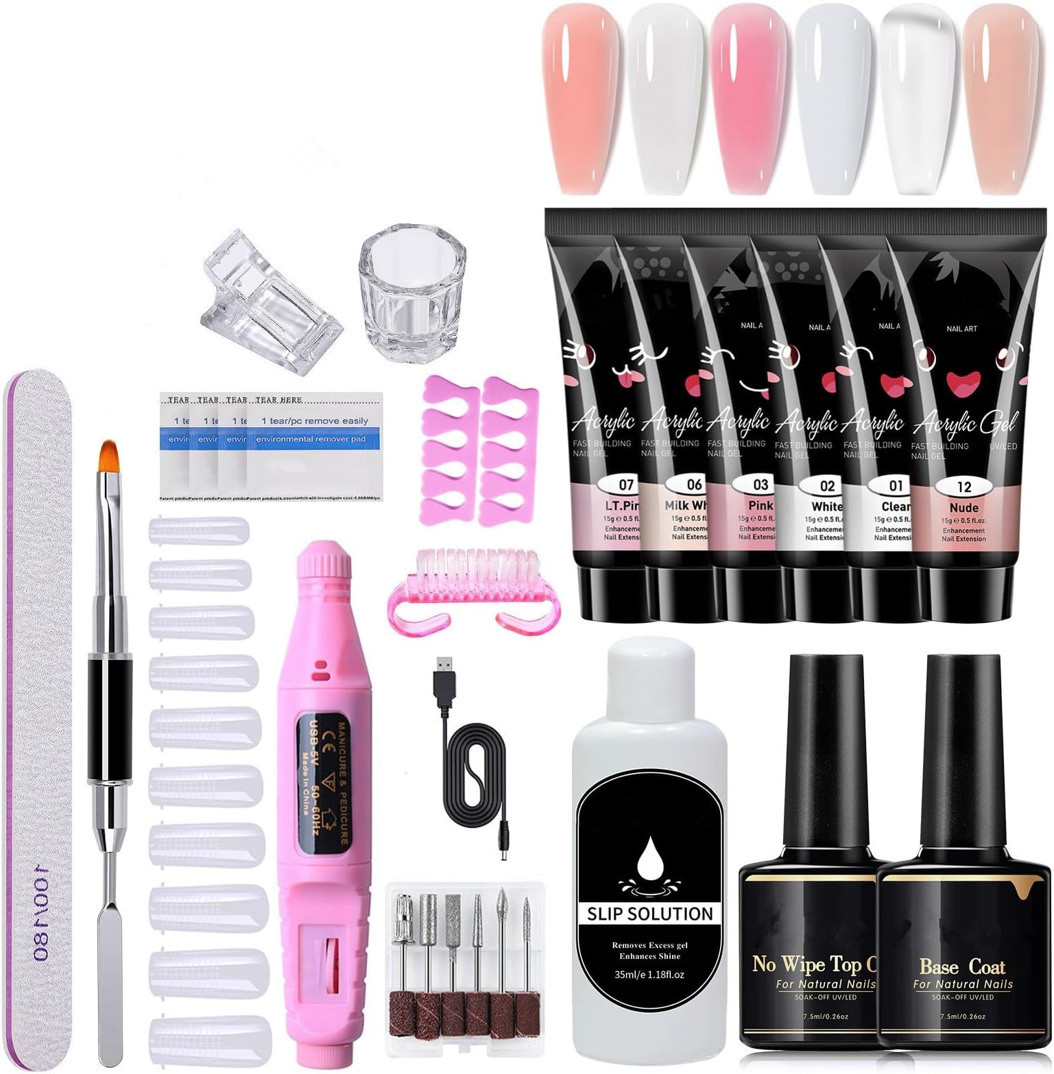 Amazon.com: Five Angeles Tipex Gel Nail Tips Kit, Pre-etched Acrylic ...