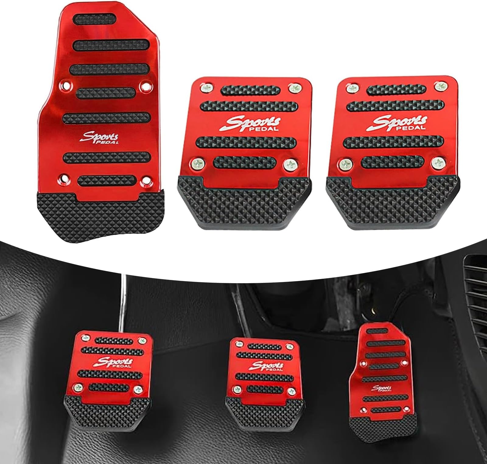 Amazon.com: Jewkot 3 PCS Car Foot Pedal Kit, Alloy Anti-Friction Anti ...