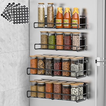 Amazon.com: Ciyvotom Magnetic Spice Rack,4 Pack Magnetic Spice Rack For ...