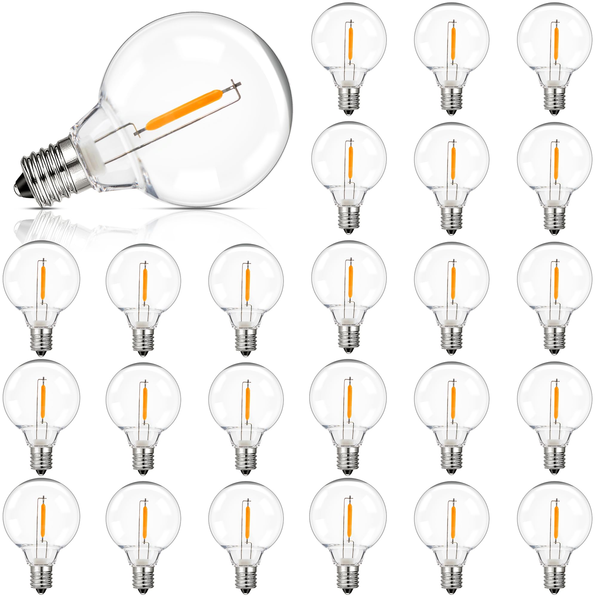G40 LED Solar Replacement Bulbs,1W Equal to 5W, Plastic E12 Screw Base ...