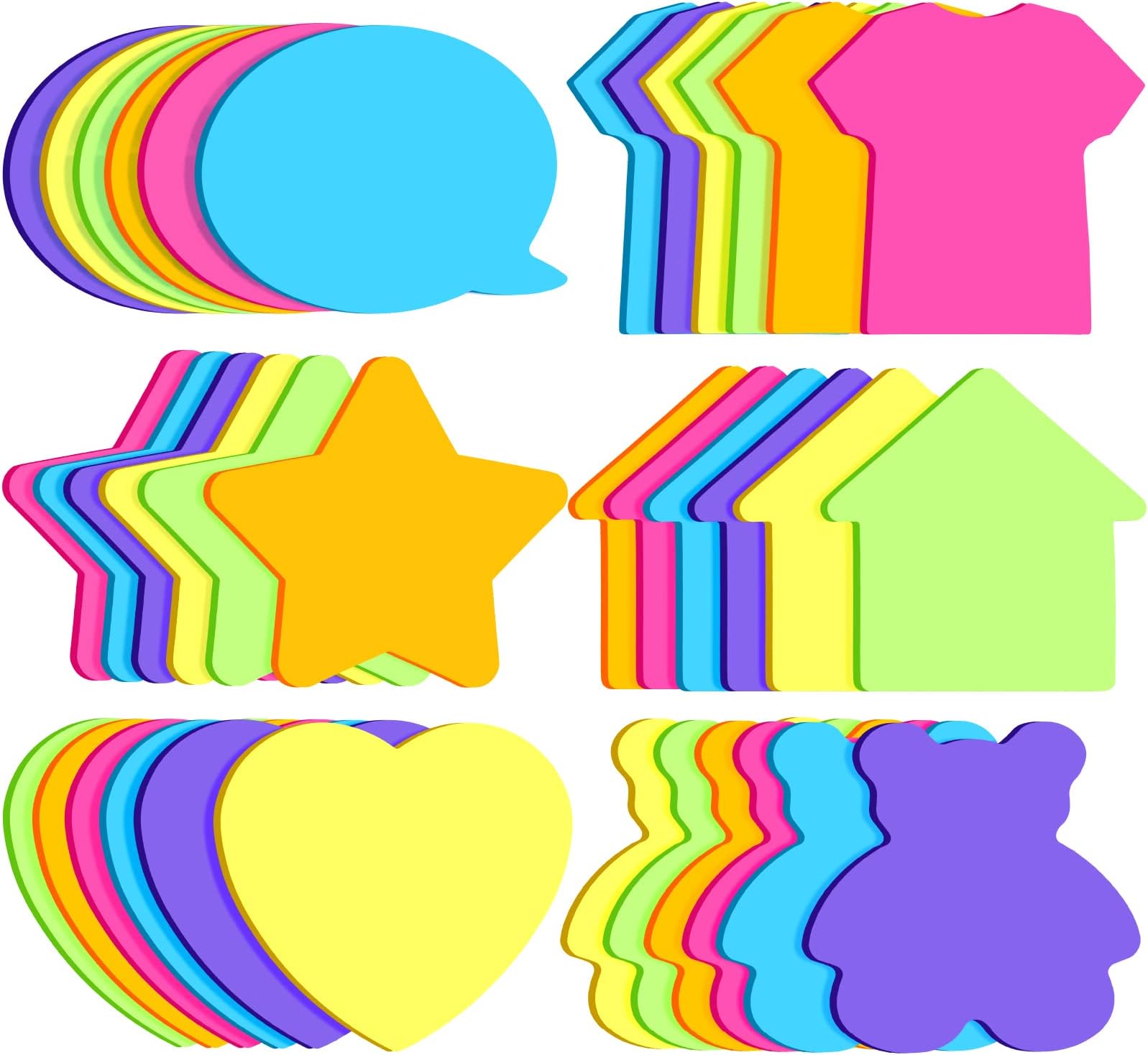 Amazon.com : 720 Pieces Colorful Shaped Sticky Notes 3 x 3 Inch Notes ...