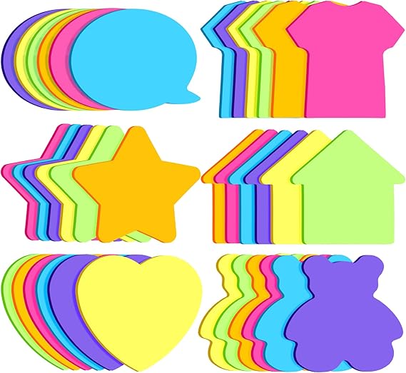 Amazon.com : 720 Pieces Colorful Shaped Sticky Notes 3 x 3 Inch Notes ...