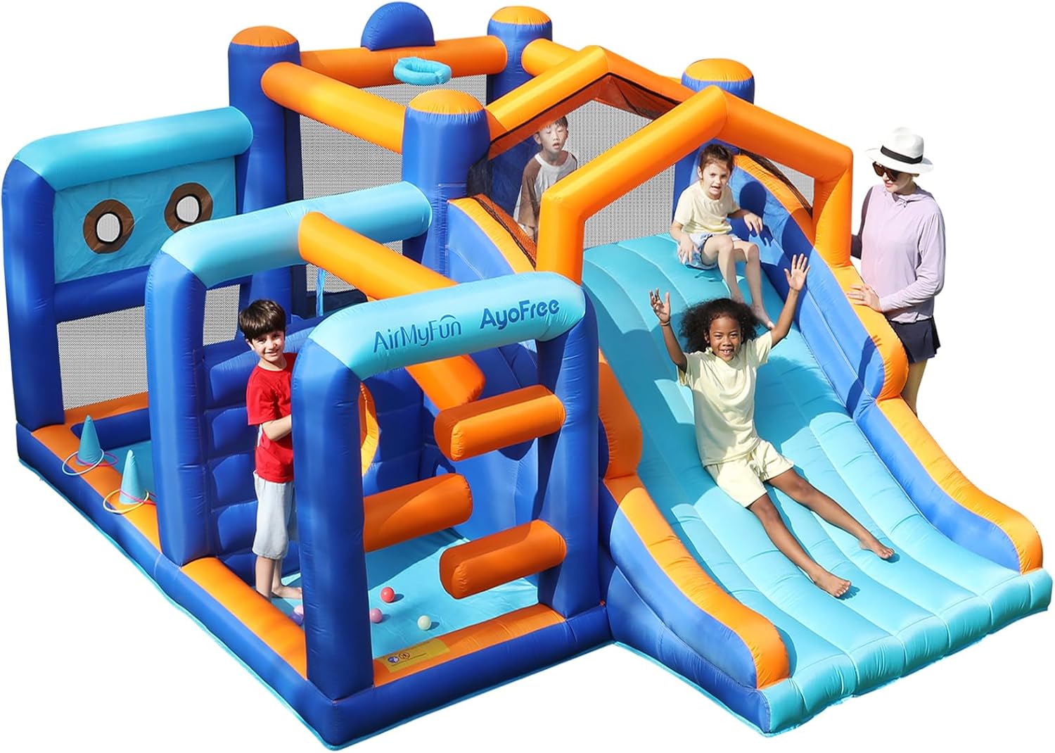 Amazon.com: AirMyFun Inflatable Bounce House, Obstacles Bouncer & Slide ...