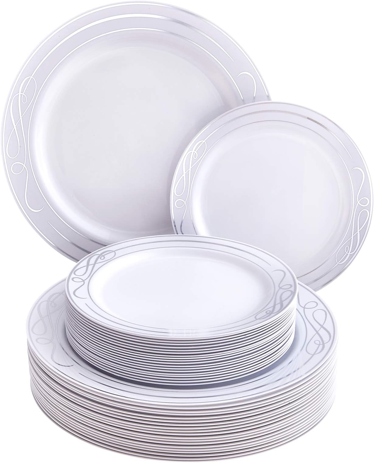 Amazon.com: Munfix 200 Clear Plastic Plates Set - 9 Inch Plastic Dinner ...