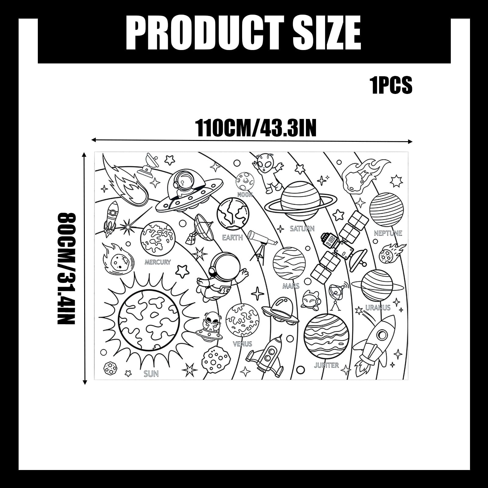 CavspkArt Large Cosmic Coloring Poster, Funny Planets Coloring ...