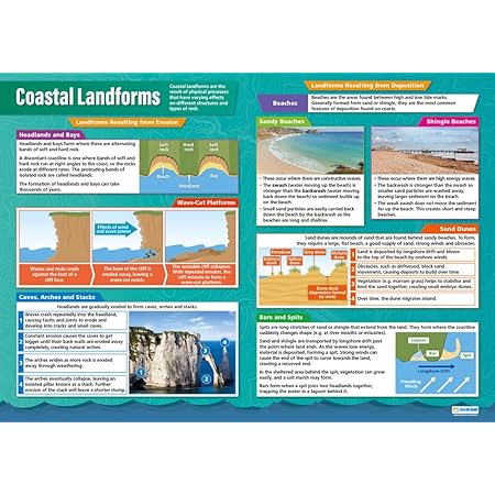 Amazon.com: Coastal Landforms | Geography Posters | Laminated Gloss ...