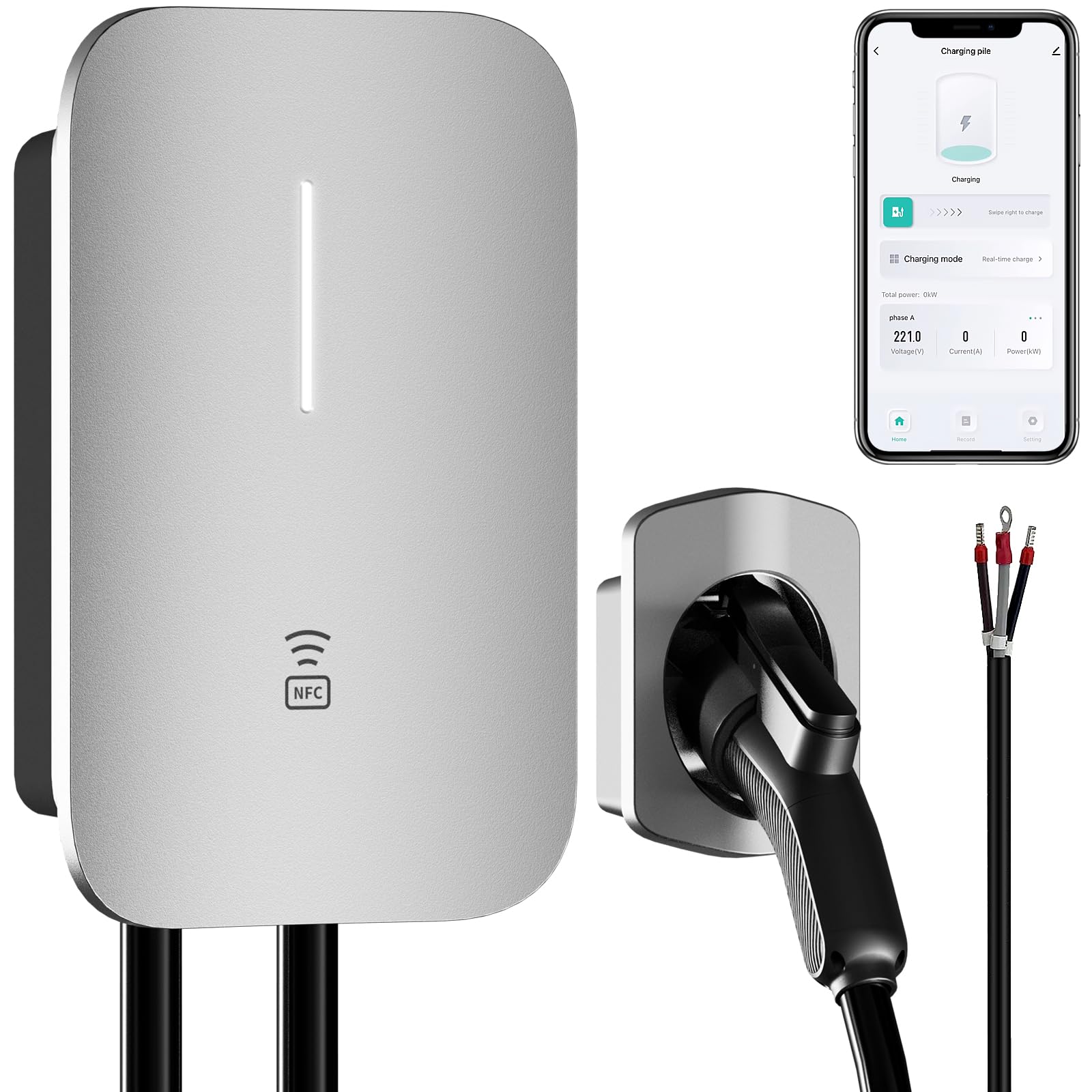 Buy Level 2 EV Charger - 48 Amp RFID Card 25ft Cable Outdoor Indoor ...