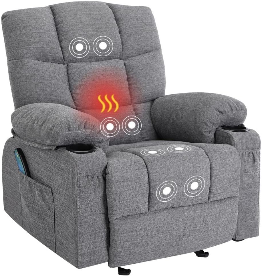 Amazon.com: Reclining Massage Heating Sofa with USB,Cup Holders and ...