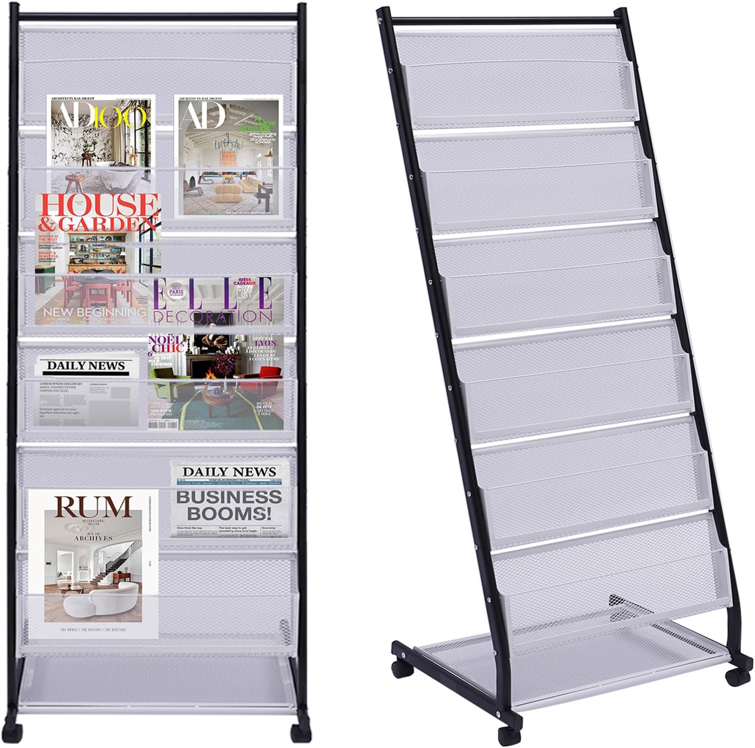Amazon.com: OUKANING Magazine Holder, Floor Standing Brochure Stand ...