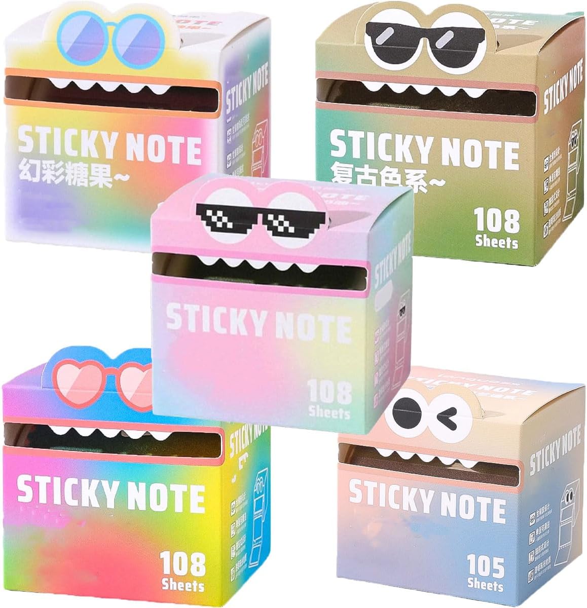 Amazon.com : Cute Monster Pattern Sticky Note - Fun Pastel Pull-Out ...