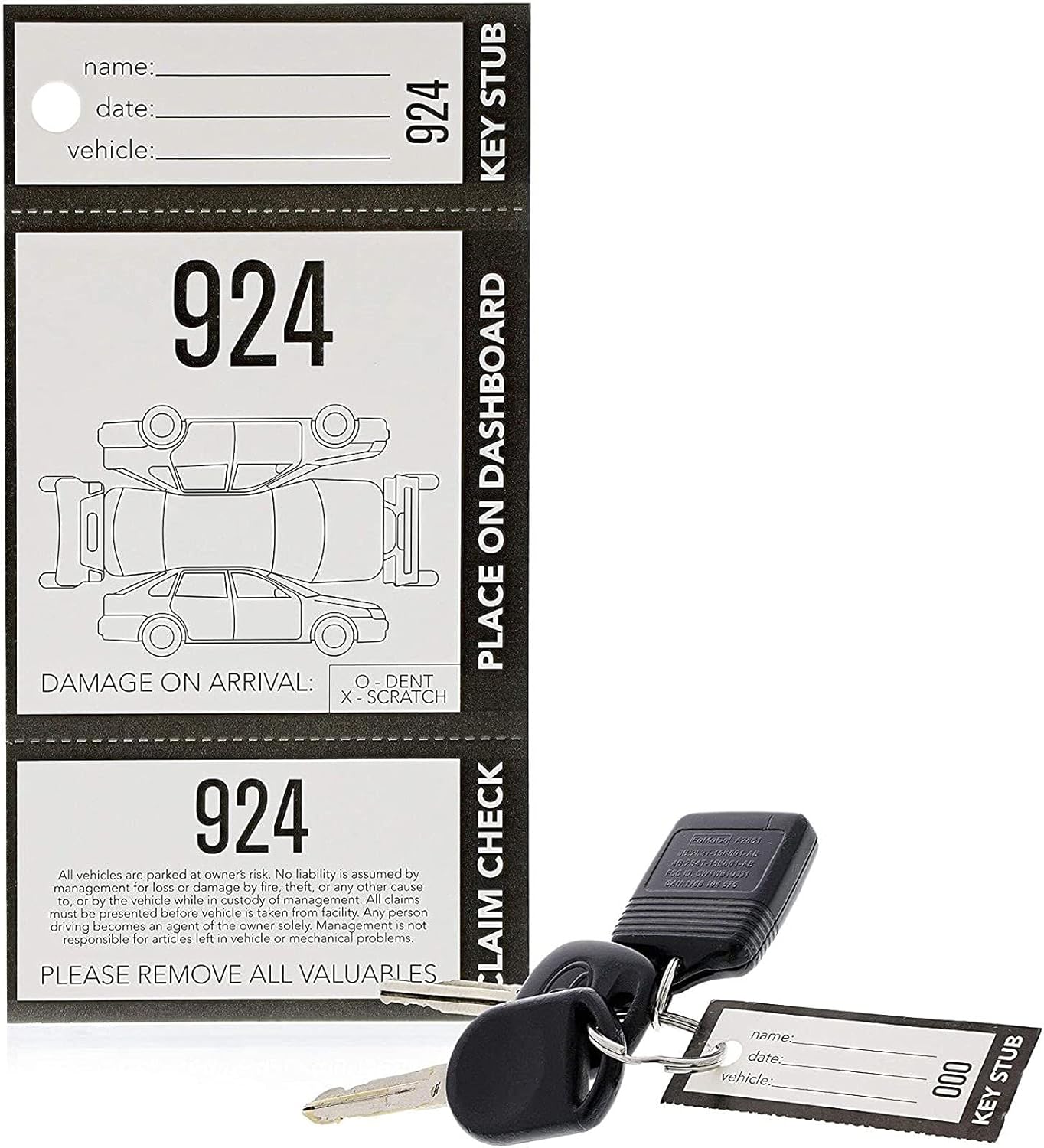 Juvale 2000 Valet Parking Ticket, 3 Part Perforated Cardstock Key Tag ...