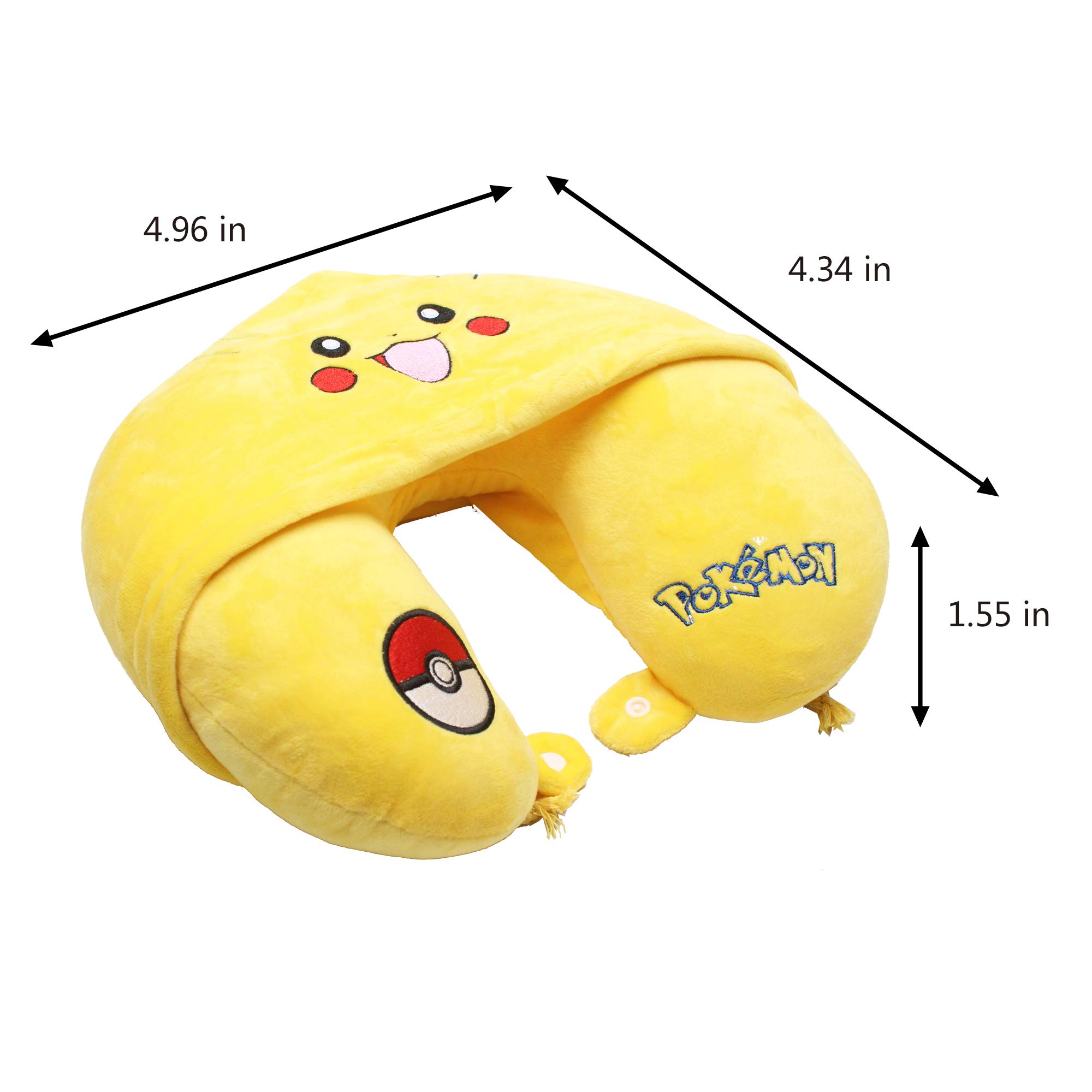FINEX Premium Pikachu Yellow U-Shape Travel Pillow with Hood for Home ...