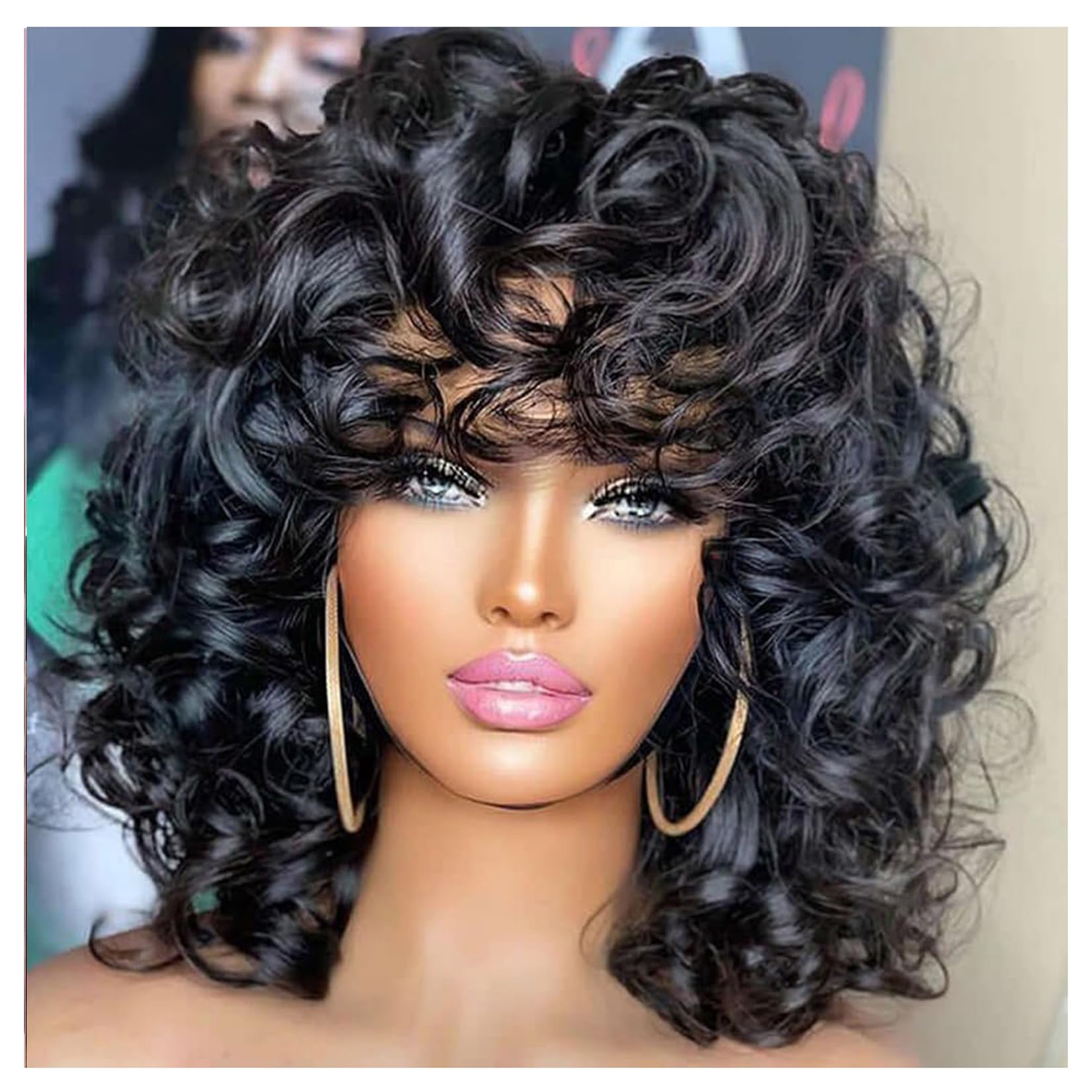 Amazon.com : Traqur Short Curly Wigs for Black Women Synthetic Hair ...