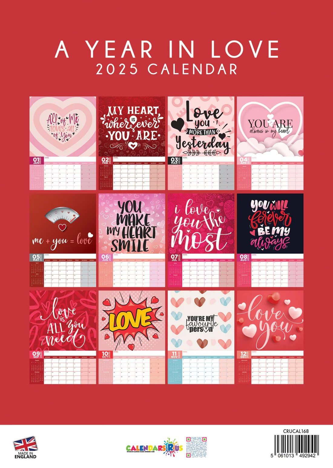 Love Calendar Quotes Unapologetically Smutty 2025 Wall Calendar