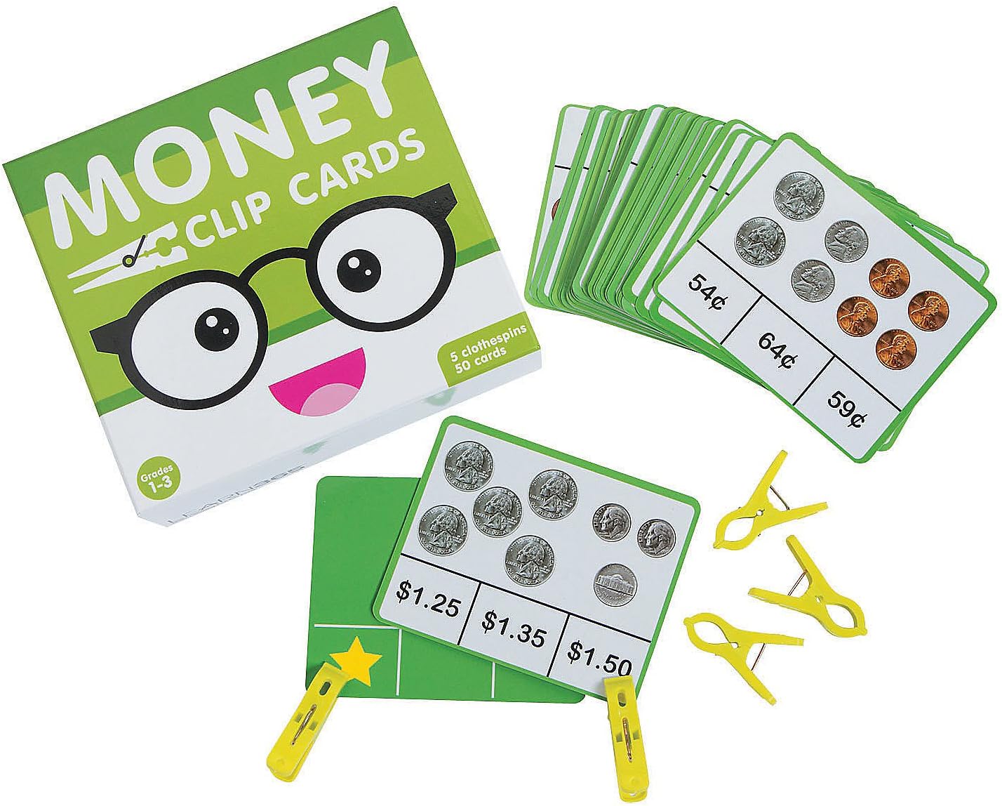 Amazon.com: Fun Express Self-Checking Laminated Money Clip Cards for ...