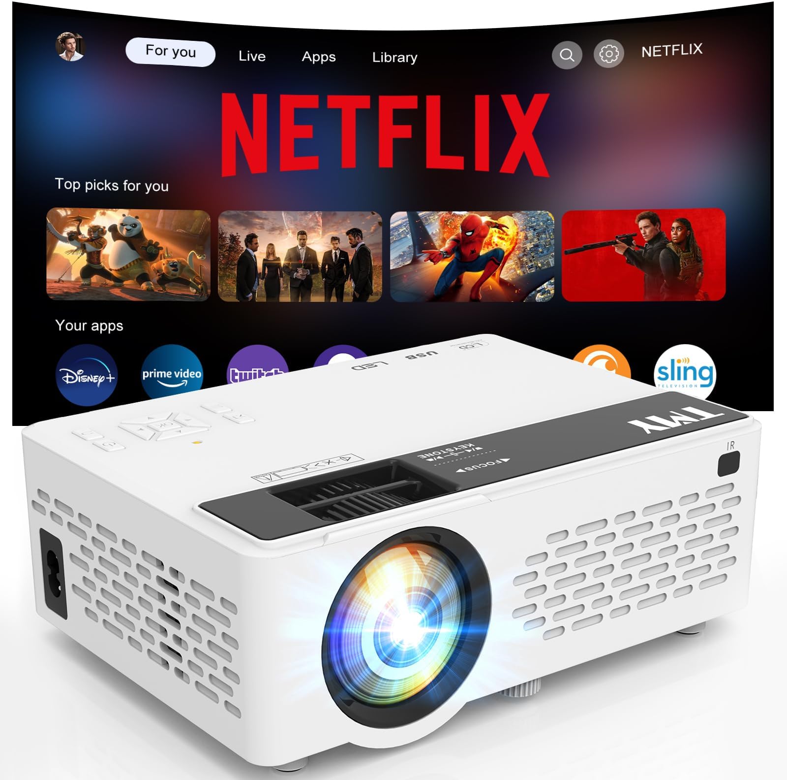Amazon.com: Onn 720p LCD Home Theater Projector Black 1280 x 720 ...