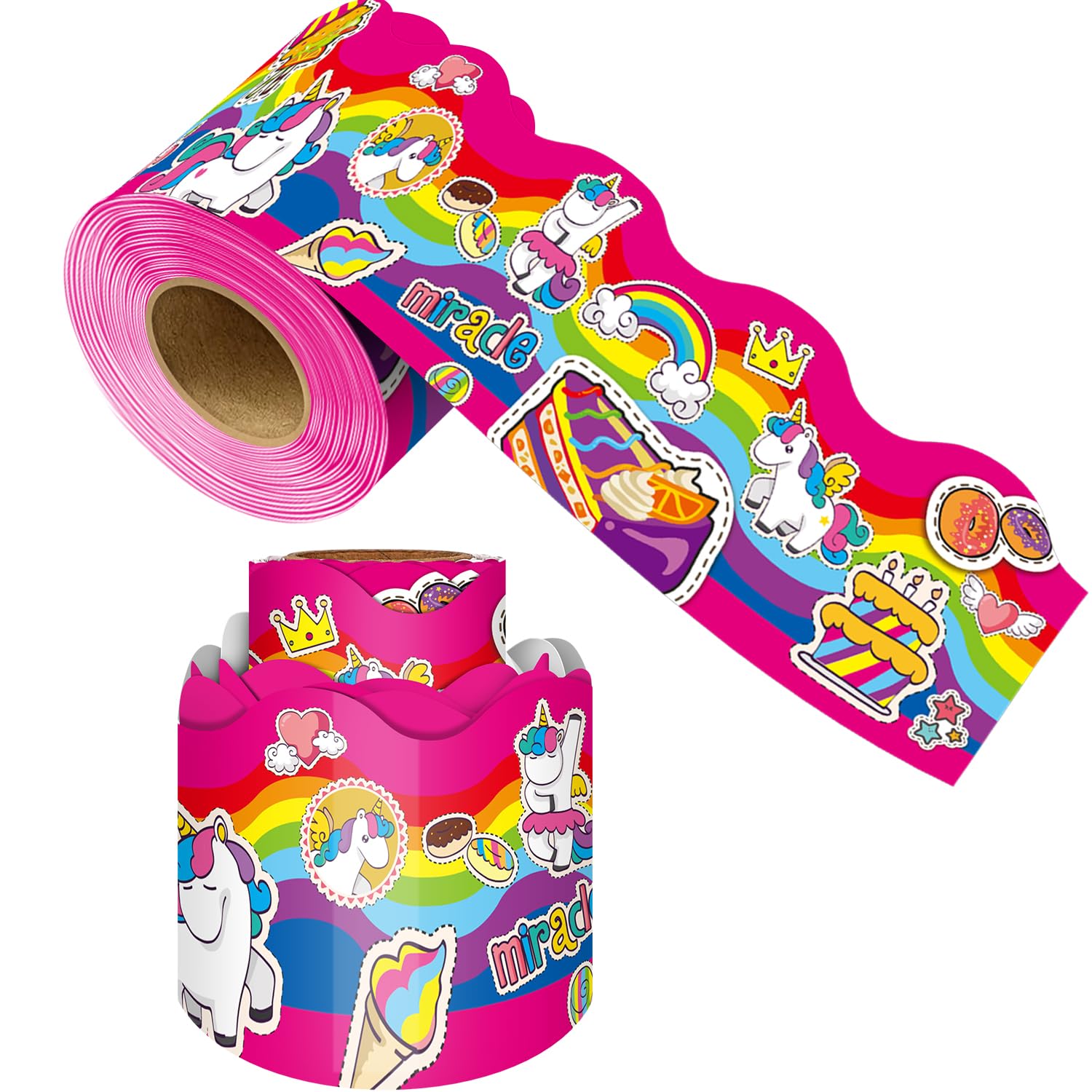 OSIMIG 2 Rolls Unicorn Scalloped Bulletin Board Borders Decorations, 32 ...