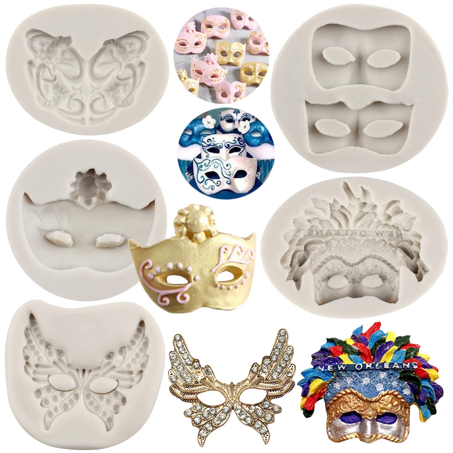 Amazon.com: MYPRACS Masquerade Mask Silicone Molds Mask Candy Fondant ...