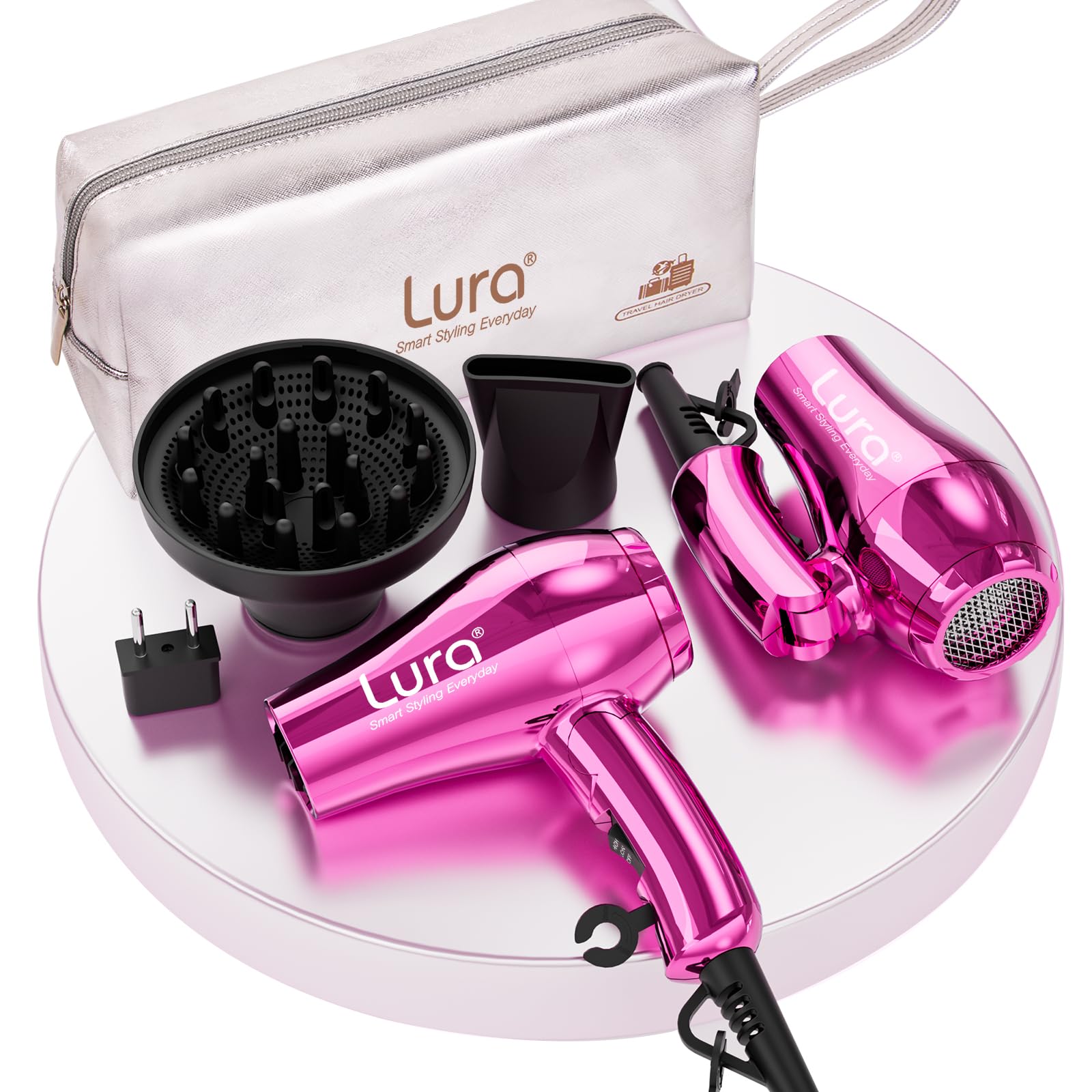 Amazon.com : LURA Mini Portable Travel Hair Dryer:Dual Voltage Small ...