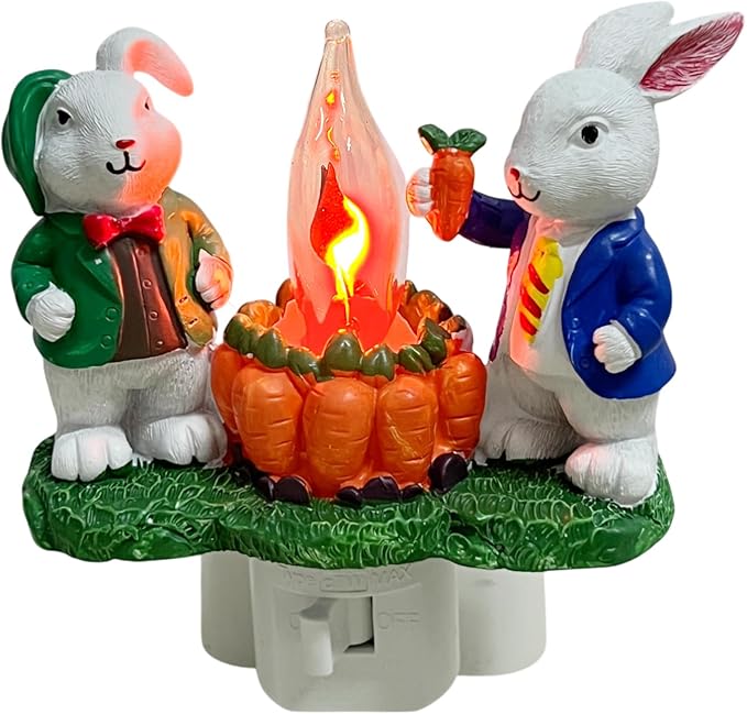 2025 Easter Bunny Night Light,Bunny Campfire Flickering Night Light ...