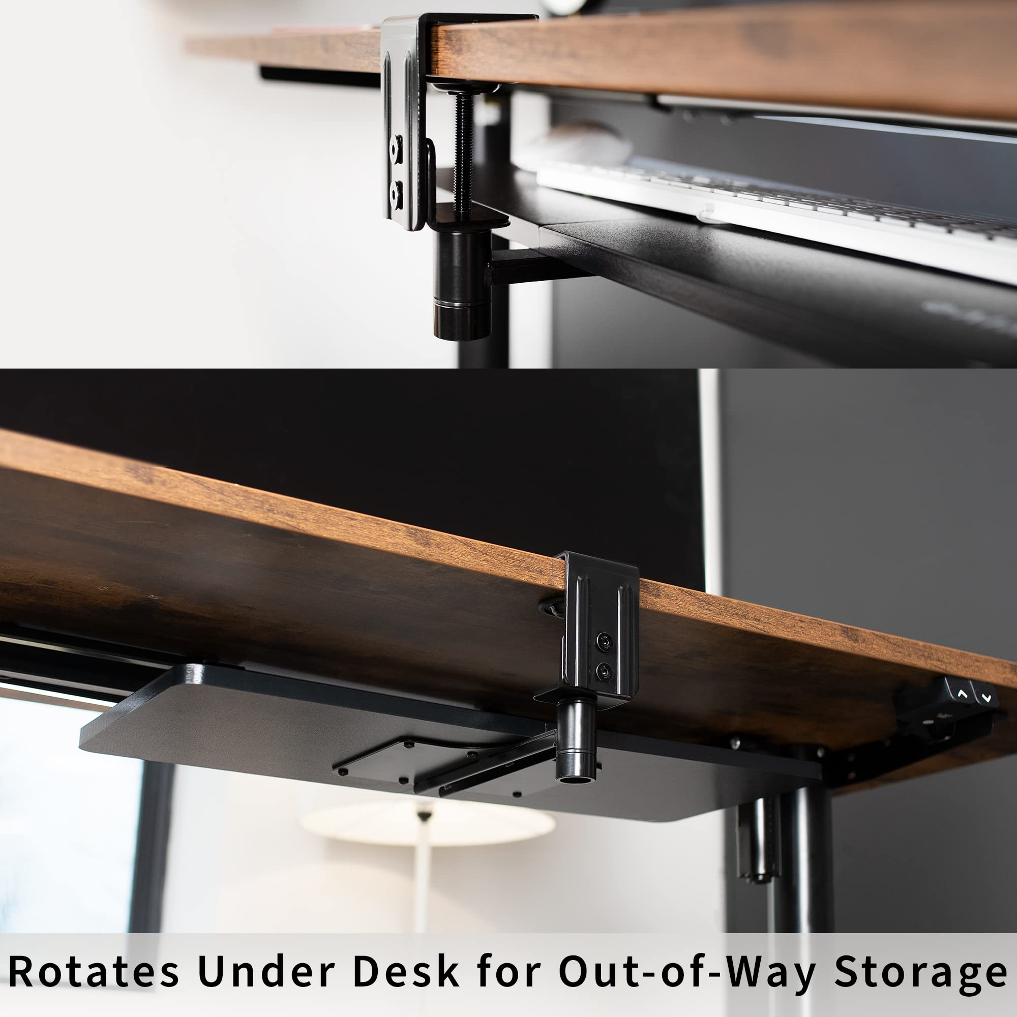 VIVO Clamp-on Rotating Computer Keyboard and Mouse Tray, Swiveling 25 x ...