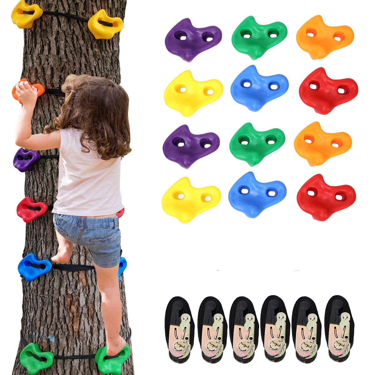 Barbella 12 Ninja Tree Climbing Holds For Kids Climber Adult ...