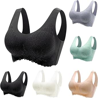 Women's Sports Bras No Underwire Gathering Sleep Push Up Bra Comfy Breathable Sexy Lace Wireless ...