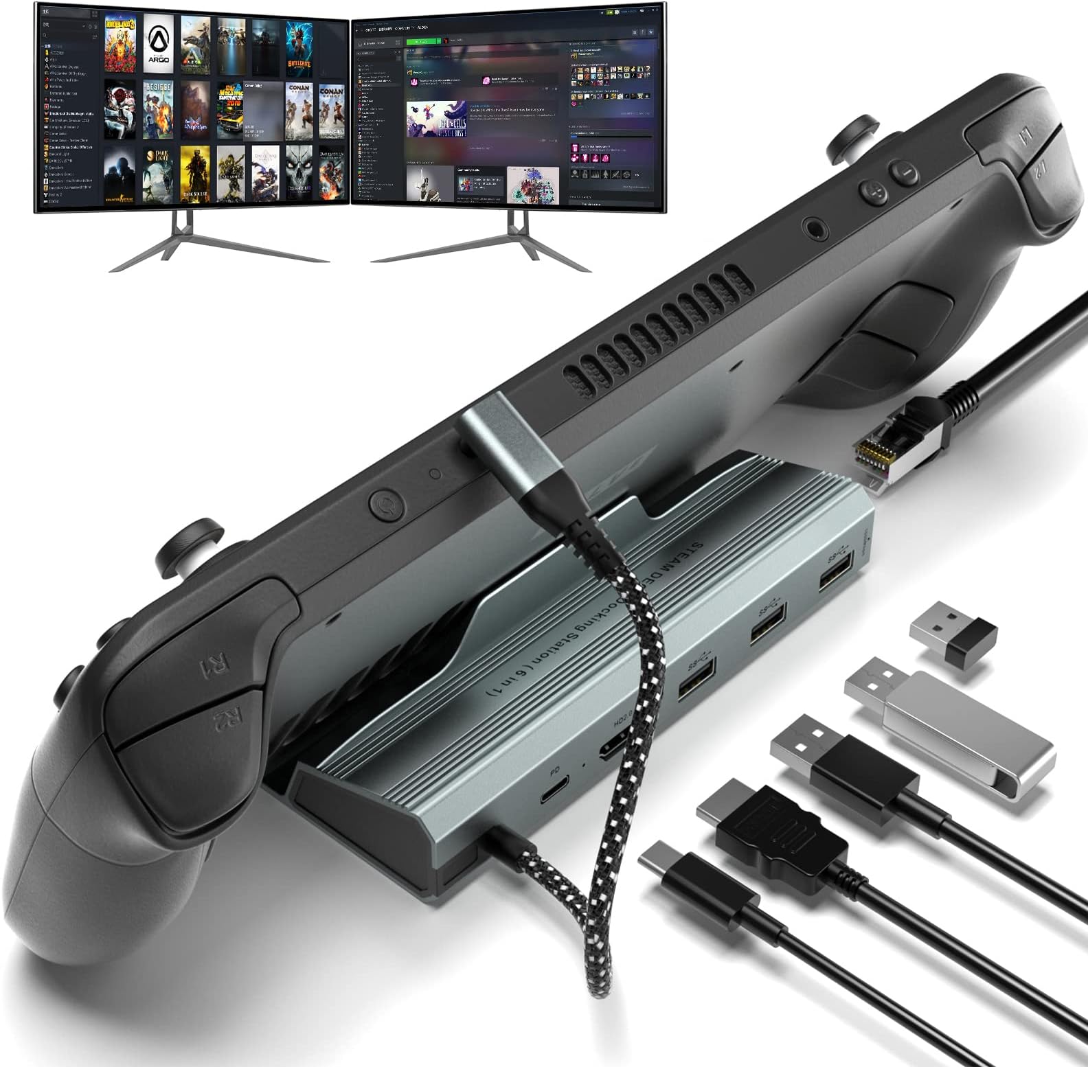 Amazon.com: Steam Deck Dock with Dual Cooling Fans, 11-in-1 Steam Deck ...