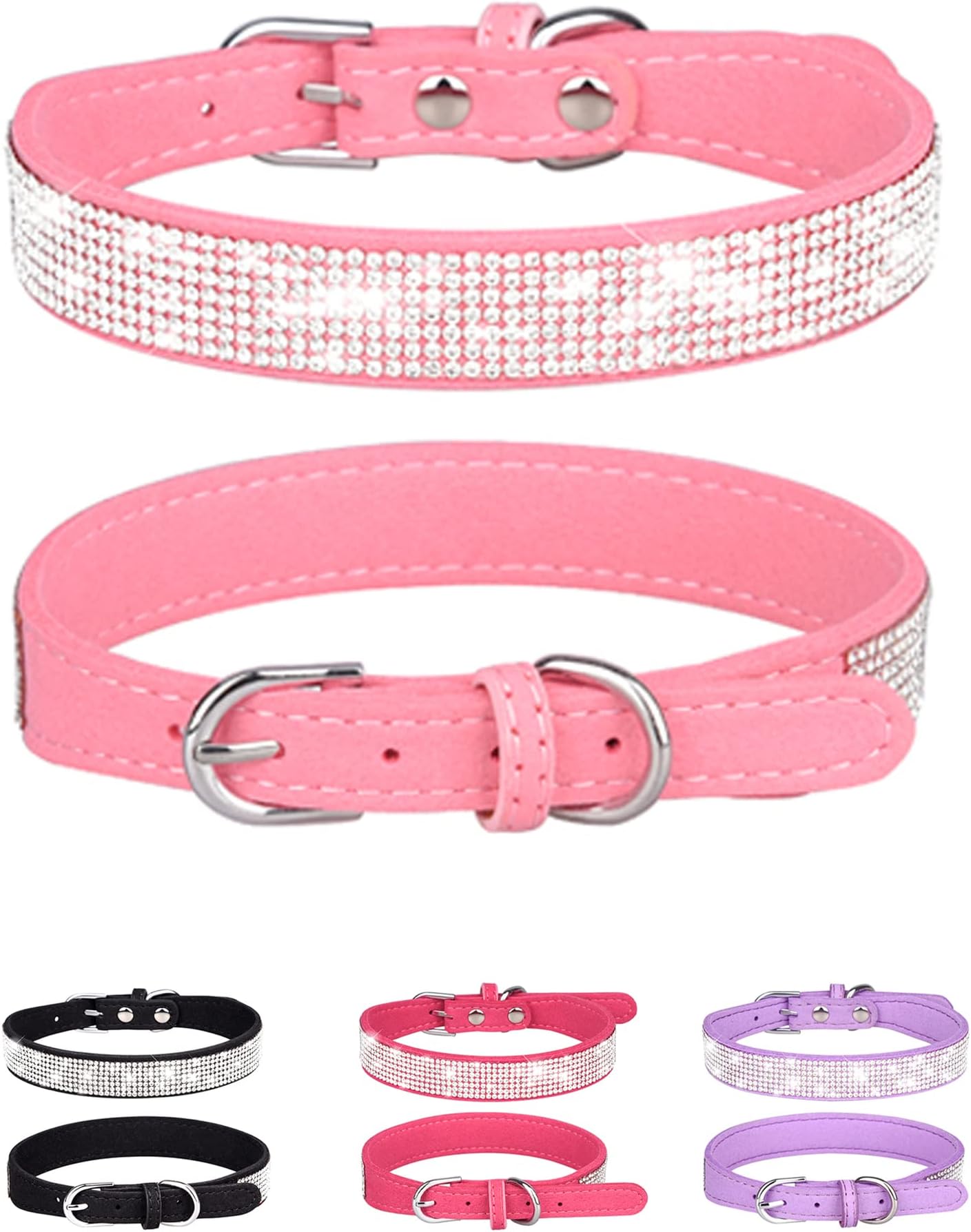 Amazon.com : Pink Rhinestone Dog Collar for Small Dogs, Heart Bling ...