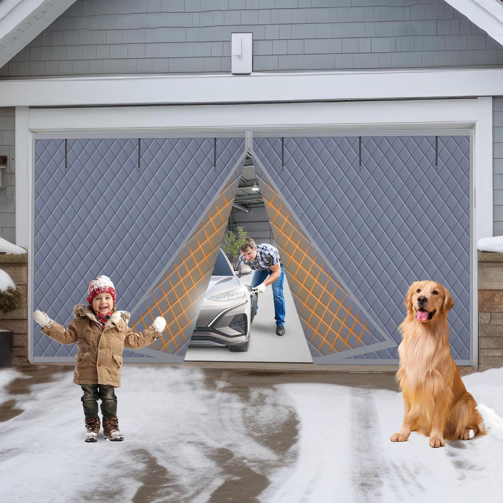 ZEIWEO Garage Door Insulation Kit 2 Car 16 * 7Ft Garage Door Cover ...