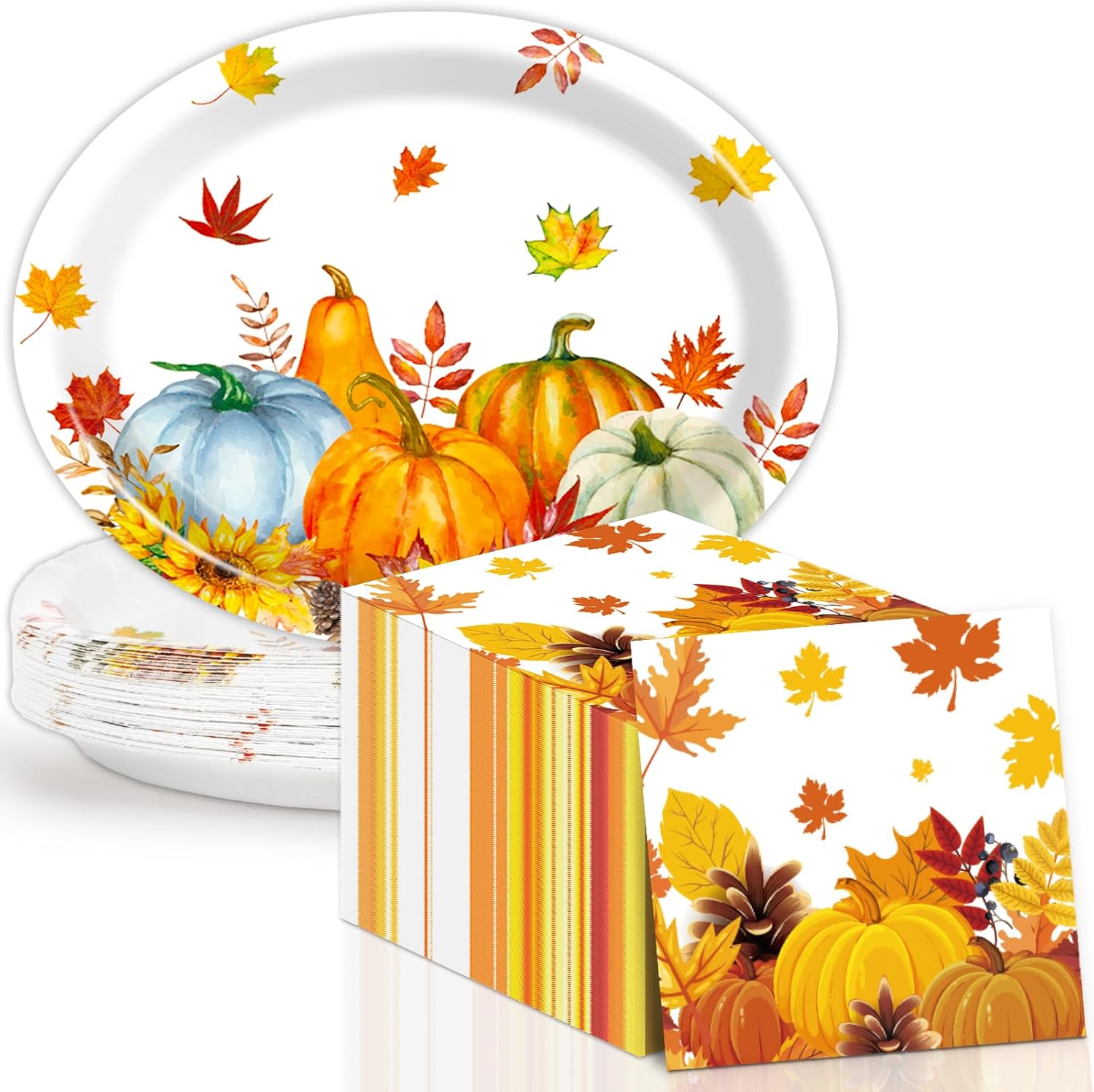Amazon.com: Fall Thanksgiving Party Oval Paper Plates 11inch Large ...