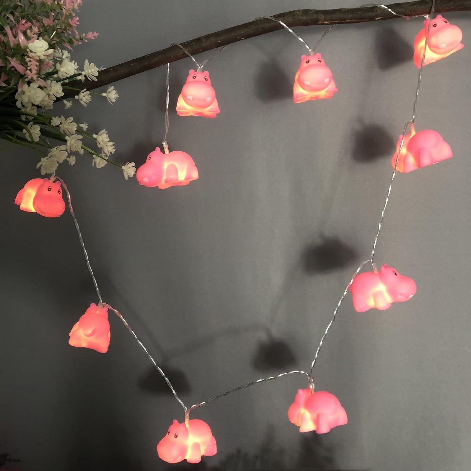 Amazon.com: 1.65M 10 LED Hippo String Lights USB Operated Pink Hippo ...