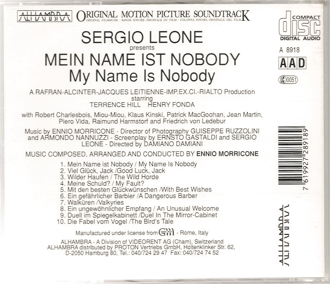 My Name is Nobody (E.Morricone : Soundtrack, Ost, Diverse: Amazon.fr ...